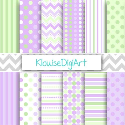 Pink Purple Yellow and Blue Digital Papers With Polka Dots - Etsy
