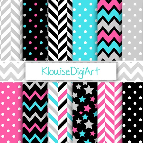 Blue and Pink Valentine's Day Digital Printable Papers - Etsy UK