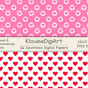 Seamless Hot Pink and Red Valentine's Day Digital Printable Papers With ...