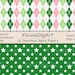 Seamless Spring Pink, Green and White Digital Printable Papers With ...