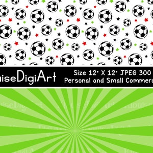 Soccer Football Sport Digital Papers Patterns in Red, Green and Black ...