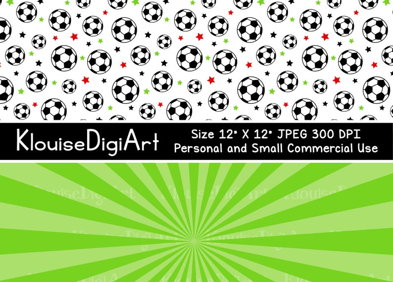 Soccer Football Sport Digital Papers Patterns in Red Green - Etsy