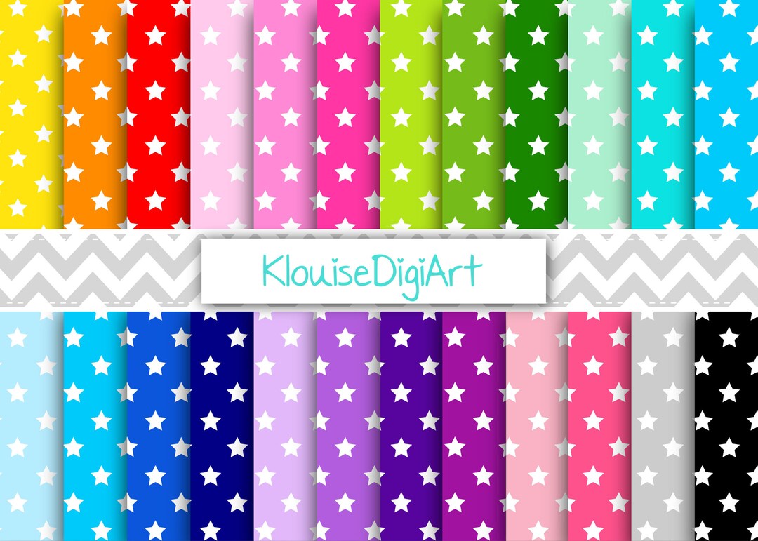 Rainbow and Pastel Stars Digital Printable Papers - Etsy