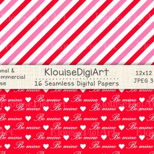 Seamless Hot Pink and Red Valentine's Day Digital Printable Papers With ...