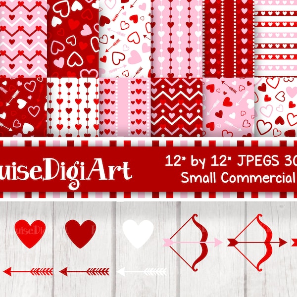 Valentine Digital Paper - Etsy