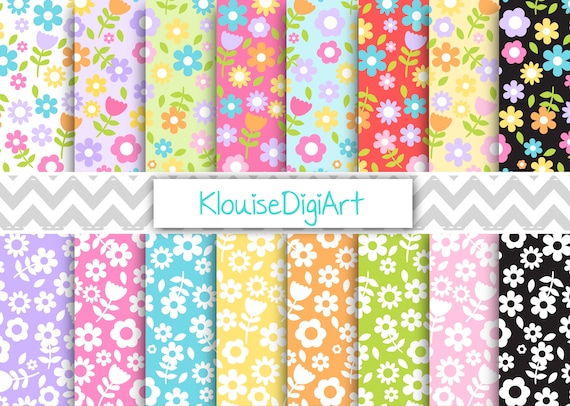 Spring Floral Flowers Digital Printable Papers | Etsy UK