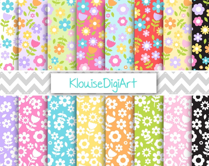 Spring Floral Flowers Digital Printable Papers - Etsy
