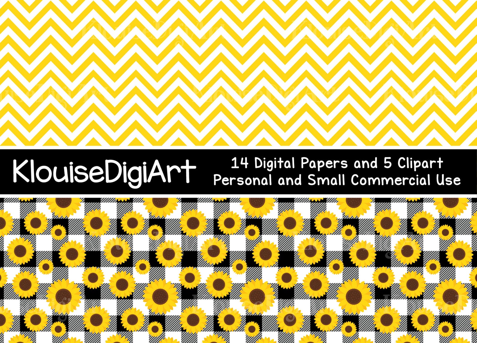 Sunflower Autumn Fall Digital Papers and Clipart in Yellow and - Etsy