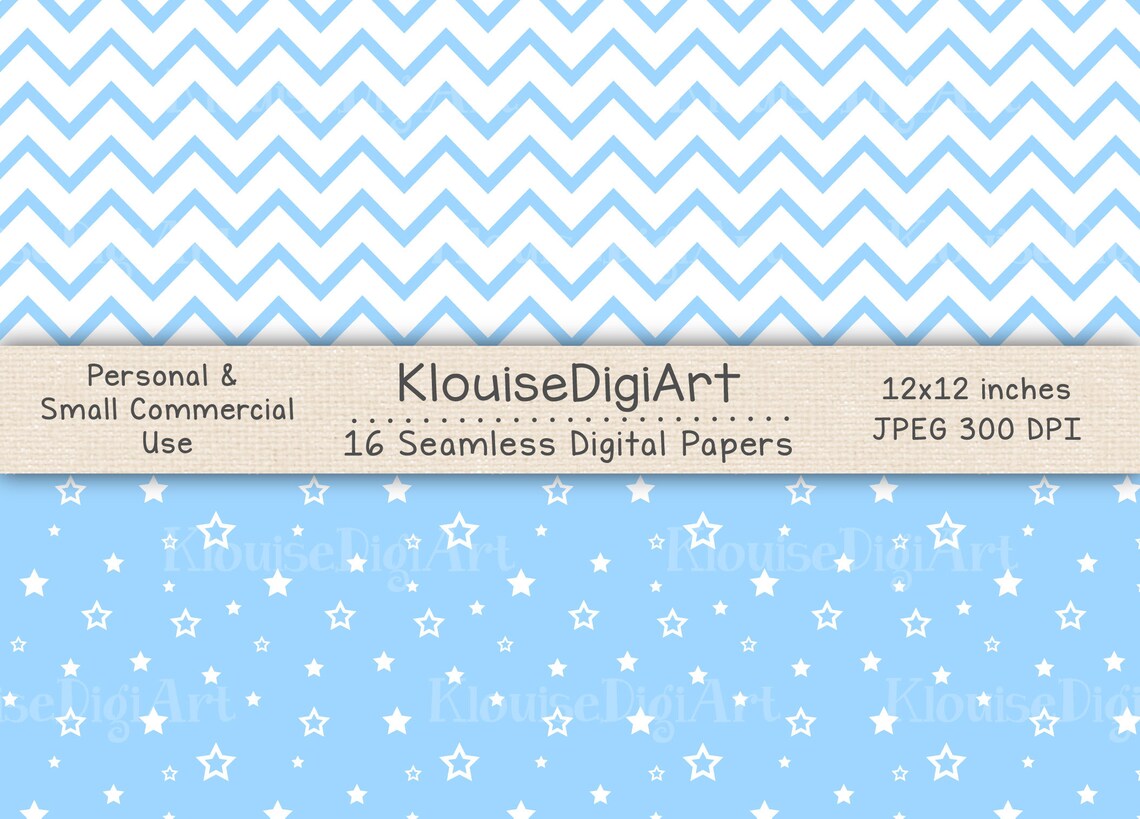Seamless Baby Blue and White Digital Printable Papers With | Etsy