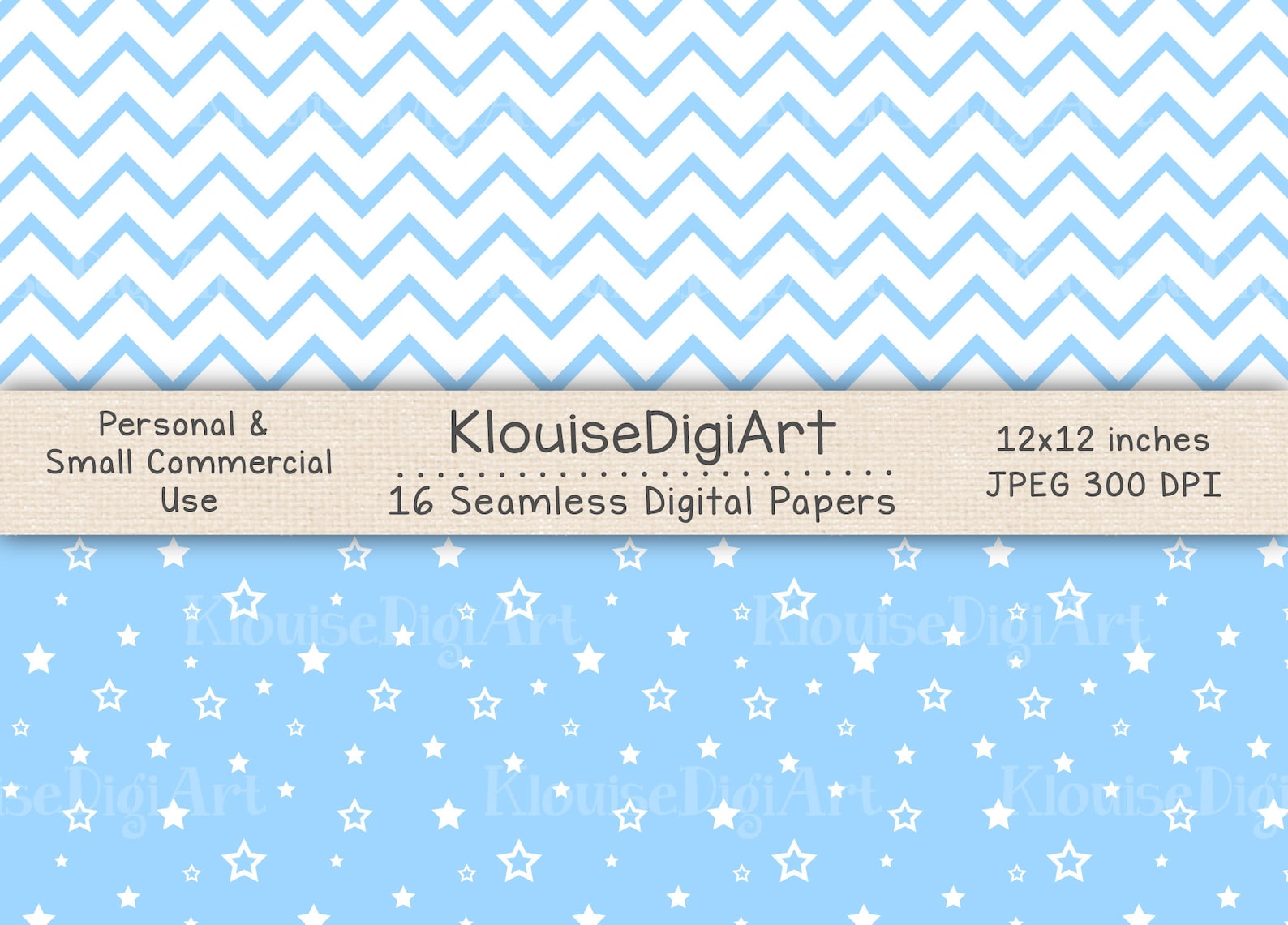 Seamless Baby Blue and White Digital Printable Papers With | Etsy