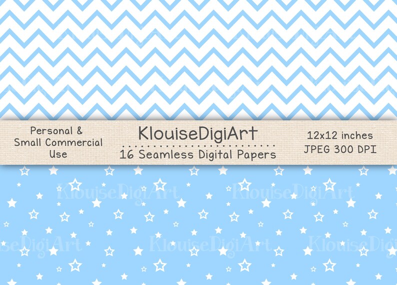 Seamless Baby Blue and White Digital Printable Papers With | Etsy