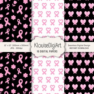 Seamless Breast Cancer Awareness Digital Printable Papers With Pink ...