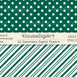 Seamless Emerald Green and White Digital Printable Papers With Polka ...