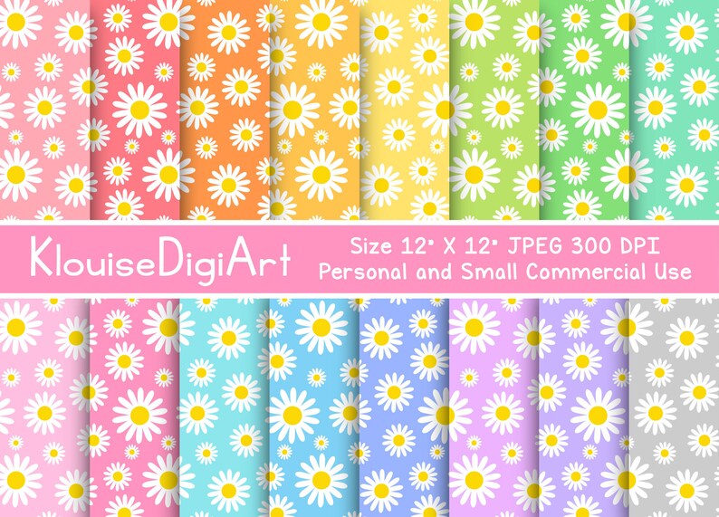 Spring Pastel Daisies Flowers Digital Printable Papers in | Etsy