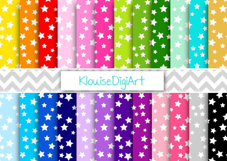 Rainbow and Pastel Stars Printable Digital Papers - Etsy