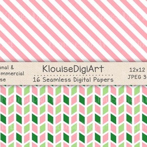 Seamless Spring Pink, Green and White Digital Printable Papers With ...