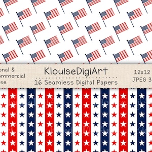 Seamless July 4th Independence Day Printable Papers in Red and Blue - Etsy