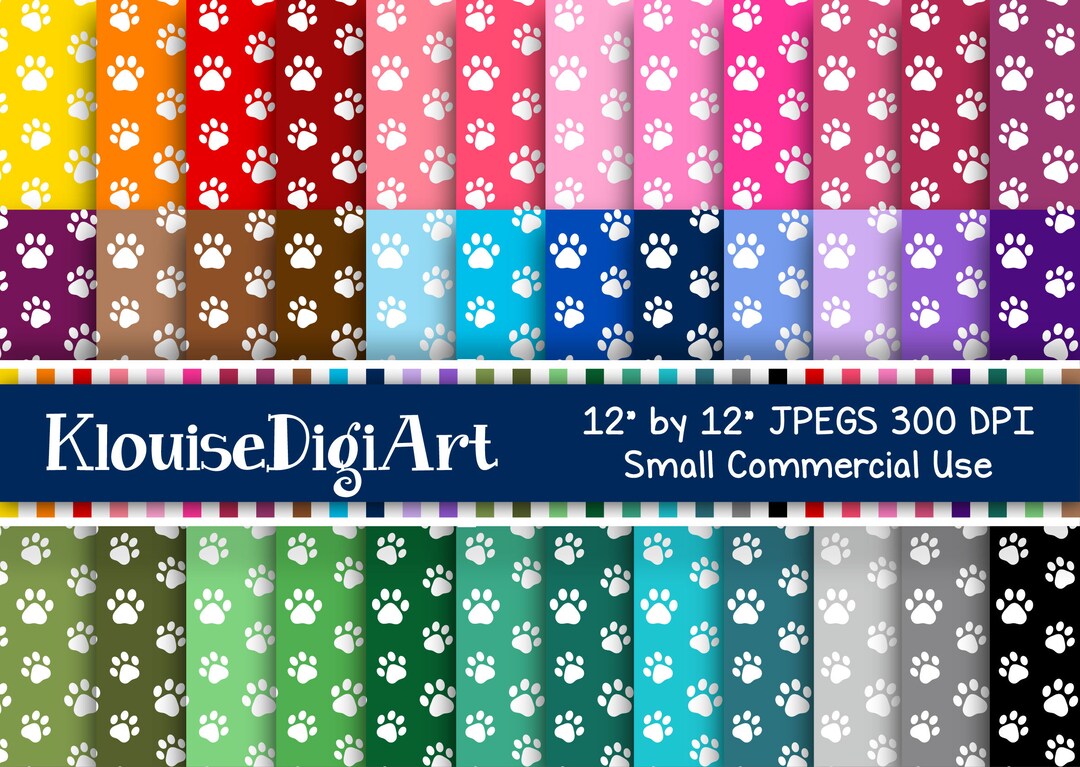 Rainbow Paw Prints Digital Printable Scrapbook Papers - Etsy