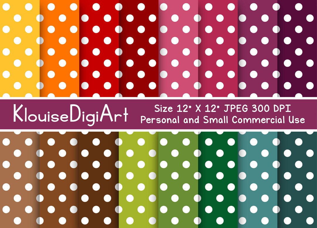 Autumn Fall Polka Dots Digital Printable Papers in Yellow, Orange, Red ...