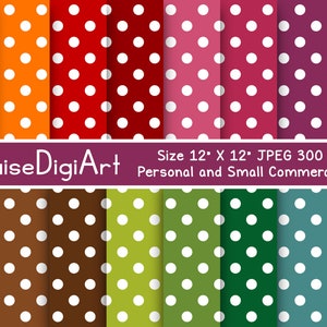 Autumn Fall Polka Dots Digital Printable Papers in Yellow, Orange, Red ...