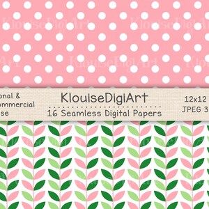 Seamless Spring Pink, Green and White Digital Printable Papers With ...