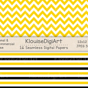 Seamless Yellow, Black and White Digital Printable Papers With Polka ...