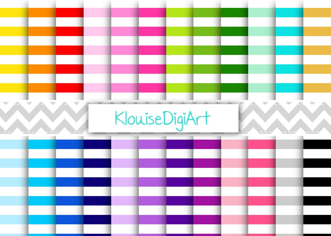 Rainbow and Pastel Horizontal Stripes Digital Printable Papers - Etsy
