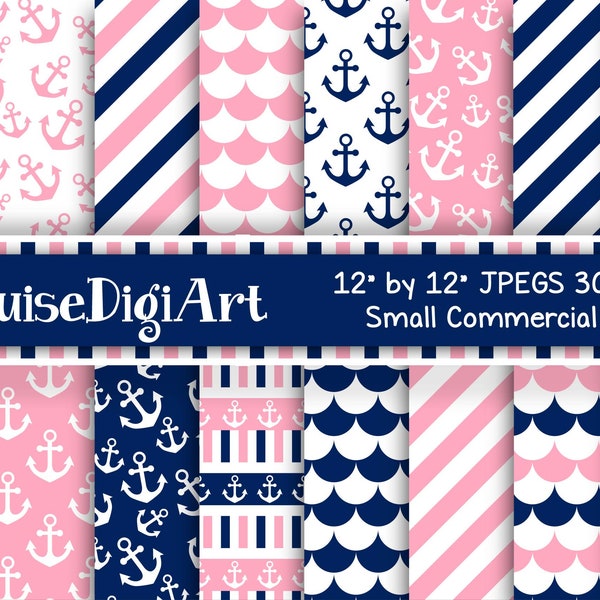 Pink Navy Nautical - Etsy