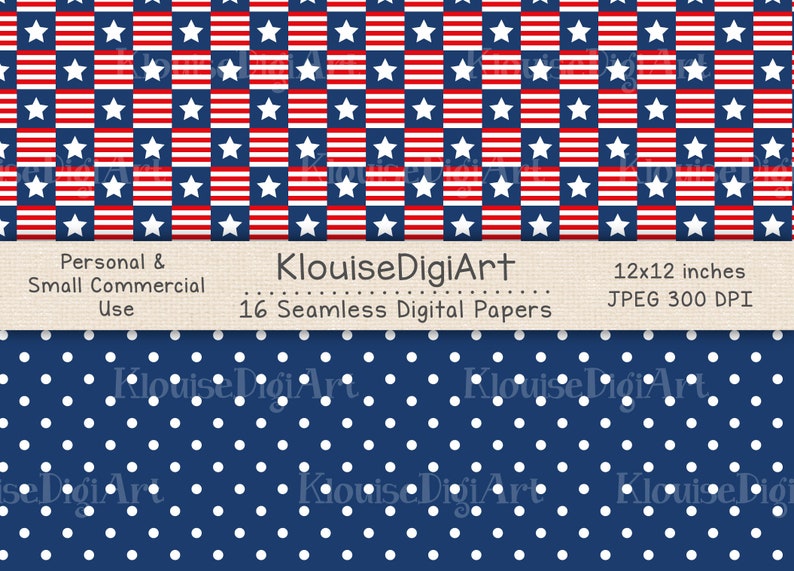 Seamless Fourth of July Independence Day Printable Papers in - Etsy