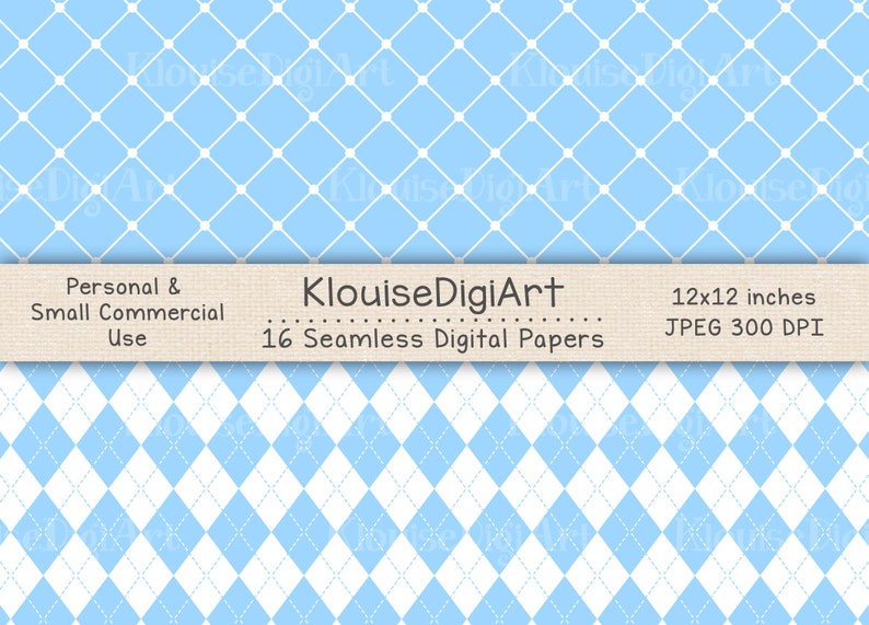 Seamless Baby Blue and White Digital Printable Papers With | Etsy