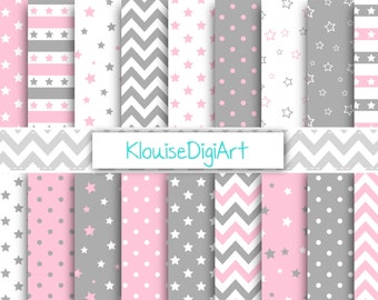 Red and Blue British Digital Printable Papers With Flags, Hearts, Polka ...