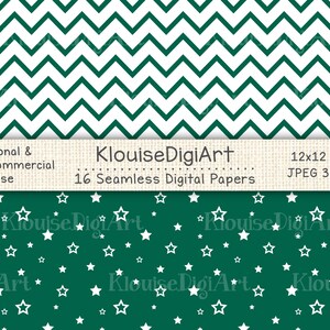 Seamless Emerald Green and White Digital Printable Papers With Polka ...