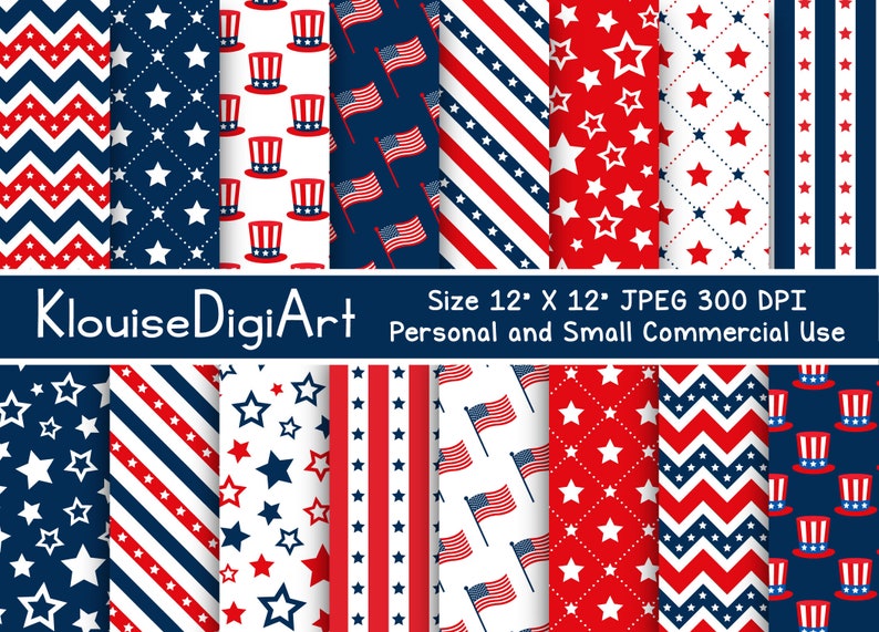 July 4th Independence Day Digital Printable Papers in Red - Etsy