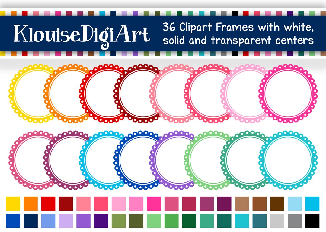 Rainbow and Pastel Digital Clipart Spot Scallop Frames Borders - Etsy UK