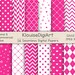 Pink and Turquoise Blue Valentine's Day Digital Papers With Hearts ...