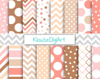 Summer Digital Printable Papers With Polka Dots Chevrons | Etsy