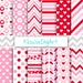 Bright Red and Green Christmas Digital Printable Papers With Stars ...