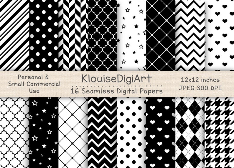 Seamless Black and White Digital Printable Papers With Polka - Etsy