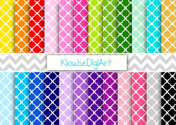 Rainbow and Pastel Quatrefoil Printable Digital Papers | Etsy
