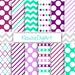 Summer Orange, Green, Yellow and Blue Printable Digital Papers With ...