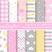 Pink, Yellow and Green Printable Digital Papers With Stripes ...