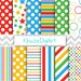 Pink, Purple, Yellow and Blue Digital Papers With Polka Dots, Stripes ...