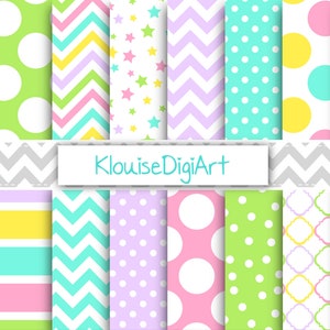 Summer Digital Papers in Purple Green Pink Yellow and - Etsy UK