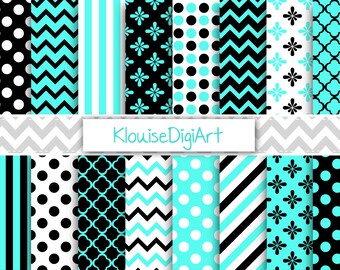 Pink, Purple, Yellow and Blue Digital Papers With Polka Dots, Stripes ...
