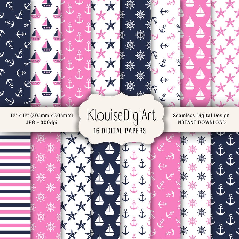 Navy Pink Nautical - Etsy