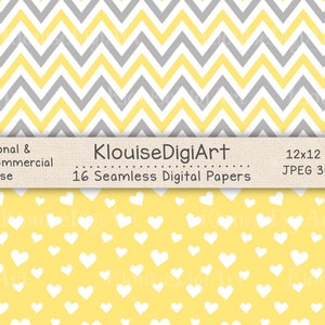 Seamless Elephant Yellow and Gray Digital Printable Papers With ...