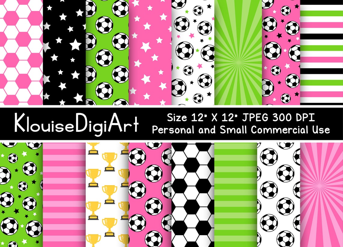 Soccer Football Sport Digital Papers Patterns in Bright Pink - Etsy UK
