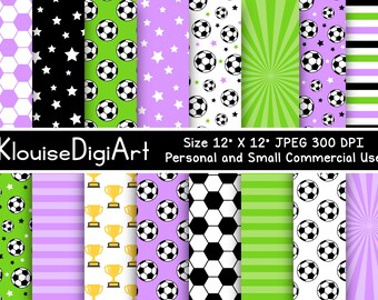 Soccer Football Sport Digital Papers Patterns in Red Green | Etsy