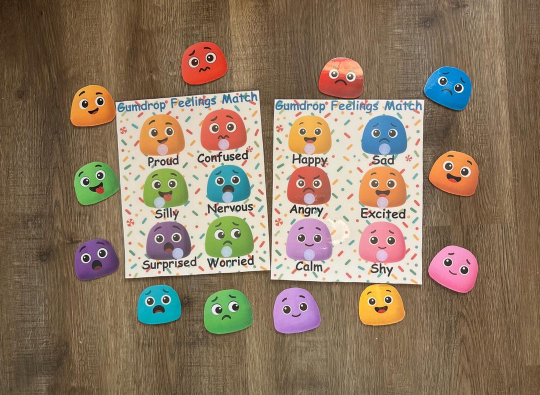 Gumdrop Feelings Match Velcro Activity for Preschool SEL Calm Down ...