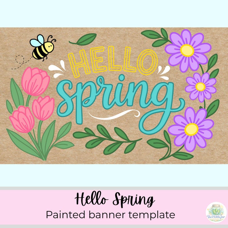 Hello Spring Banner Template, Spring Bulletin Board, Classroom Decor ...